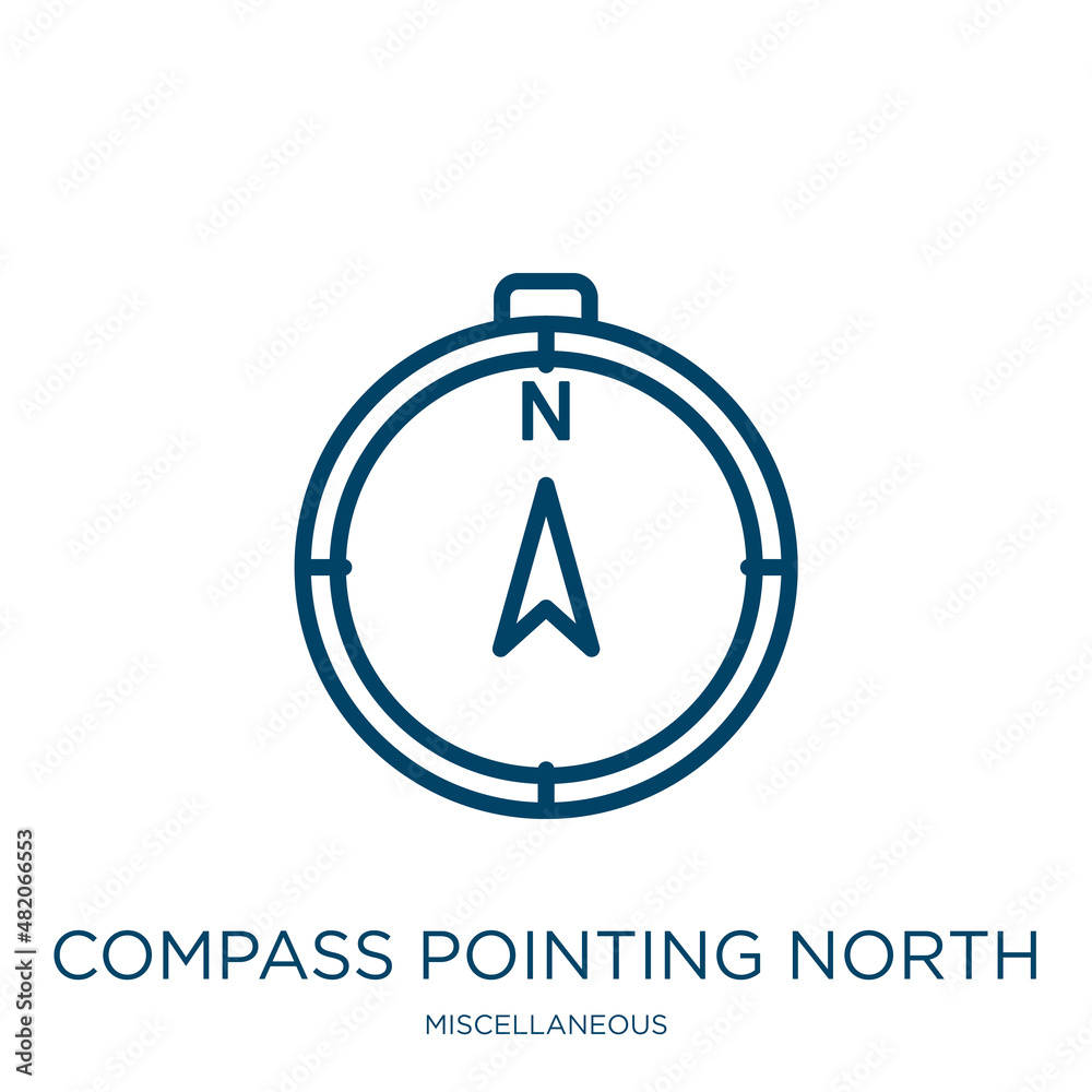 compass pointing north icon from miscellaneous collection. Thin linear ...