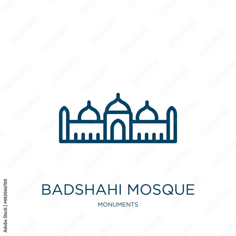 badshahi mosque icon from monuments collection. Thin linear badshahi ...