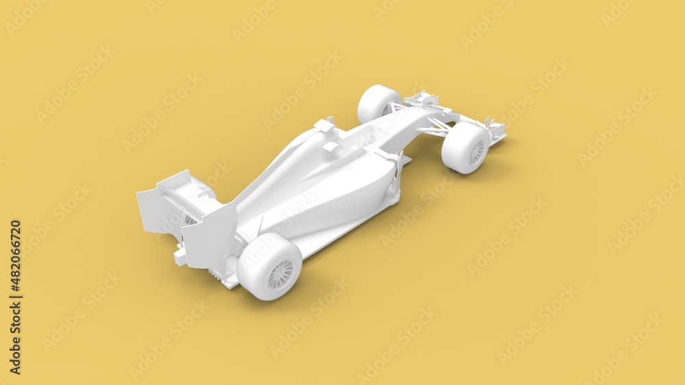 3D rendering of a high speed race car blank template model isolated ...