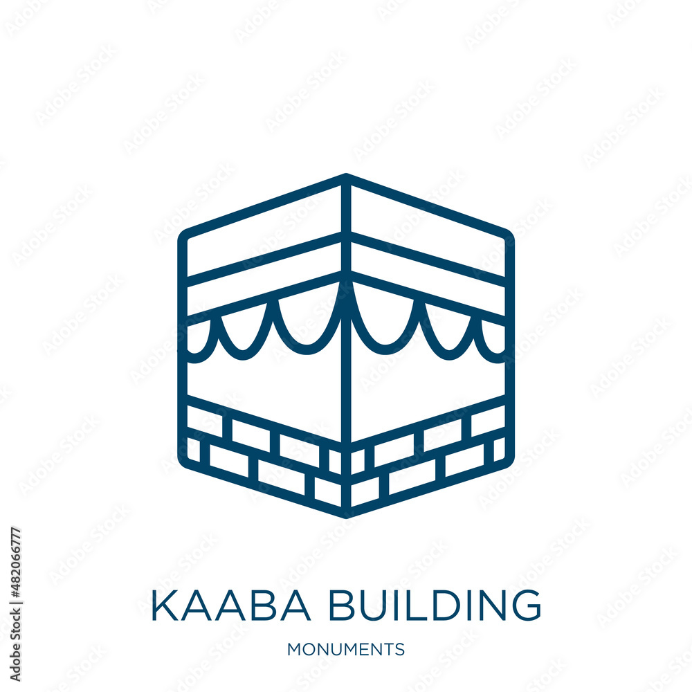 Kaaba Building Icon From Monuments Collection Thin Linear Kaaba Building Mosque Mecca Outline