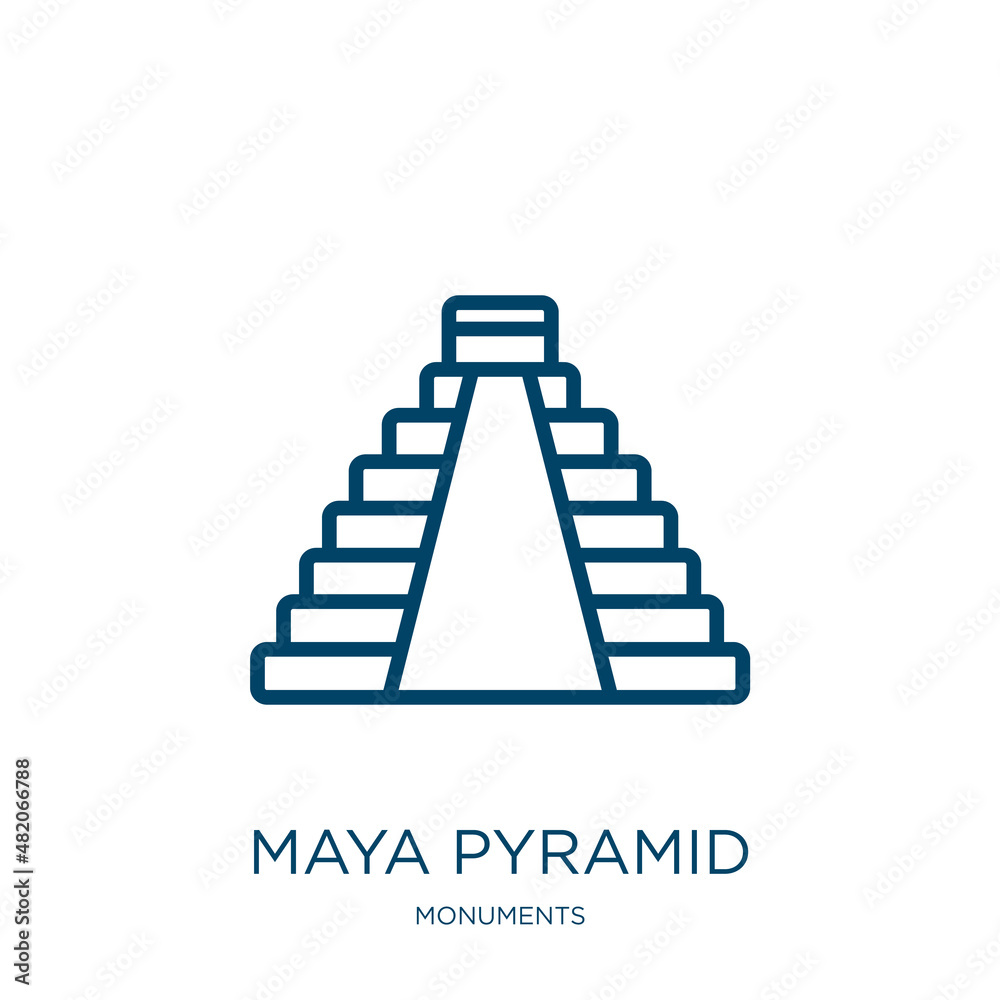 maya pyramid icon from monuments collection. Thin linear maya pyramid ...