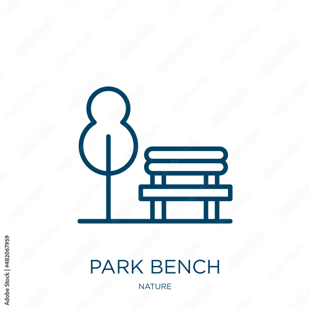 park bench icon from nature collection. Thin linear park bench, park ...