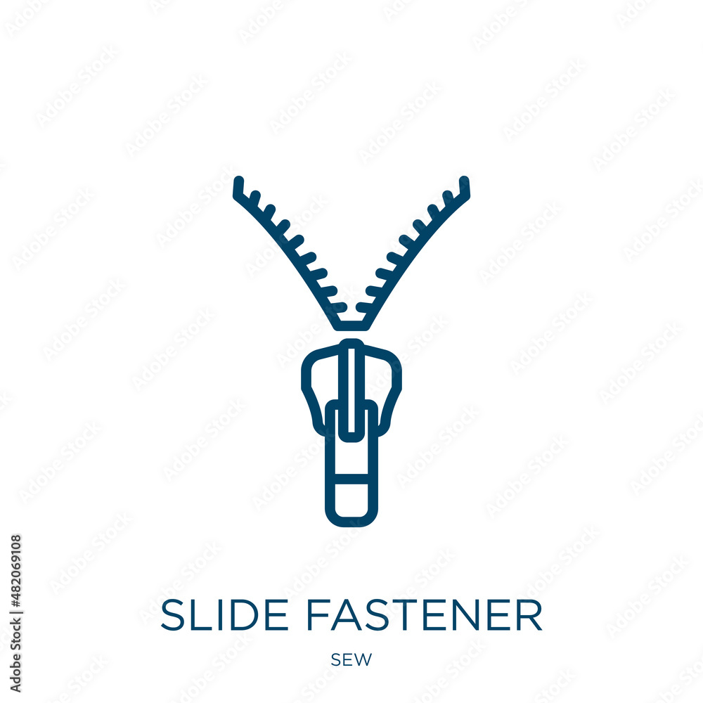 slide fastener icon from sew collection. Thin linear slide fastener ...