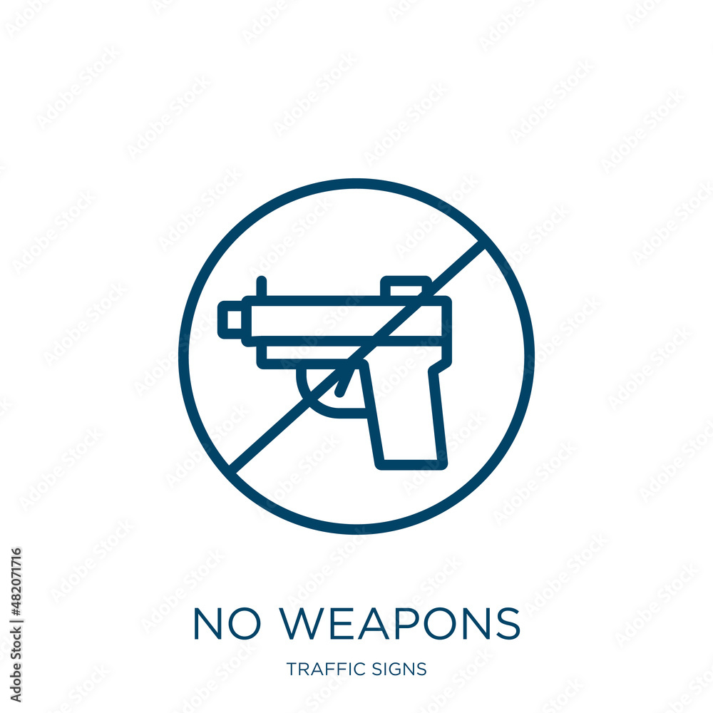 Vettoriale Stock no weapons icon from traffic signs collection. Thin ...