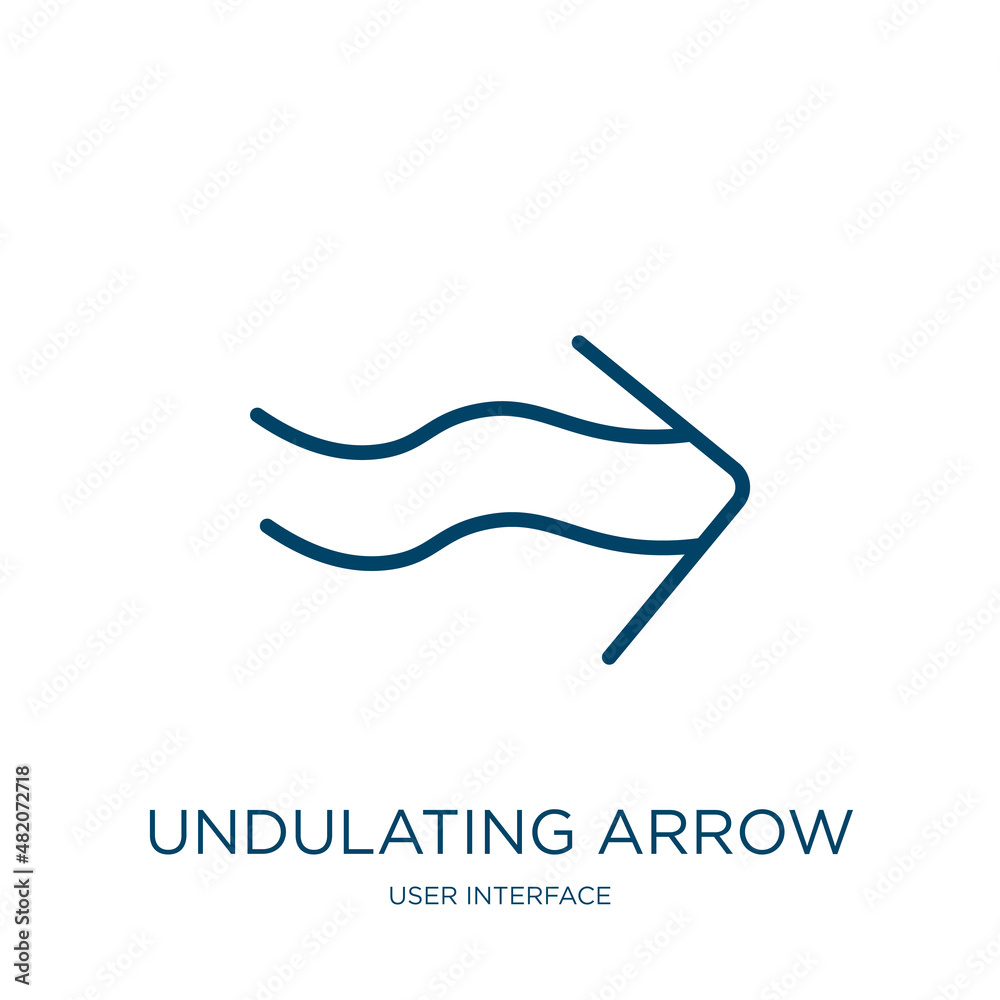 undulating arrow icon from user interface collection. Thin linear ...