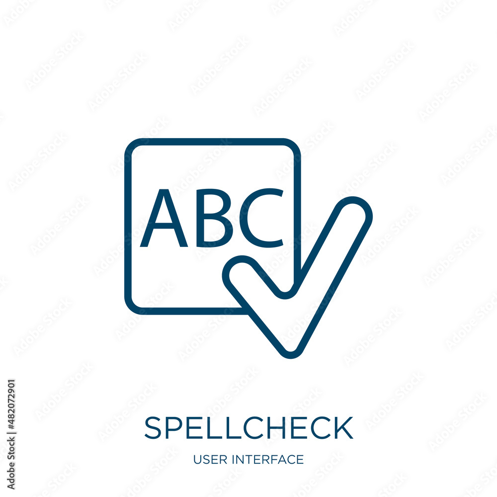 spellcheck icon from user interface collection. Thin linear spellcheck ...