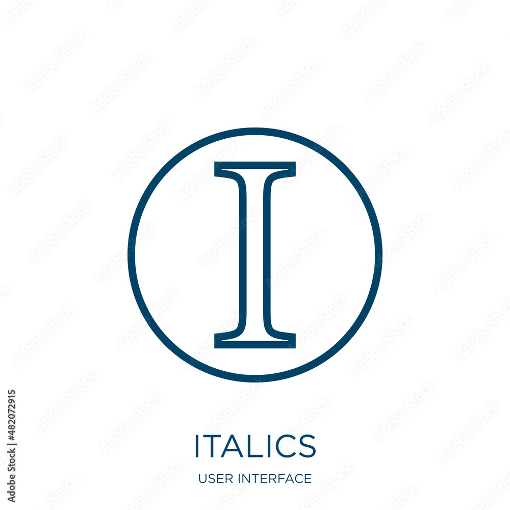 italics icon from user interface collection. Thin linear italics, font ...