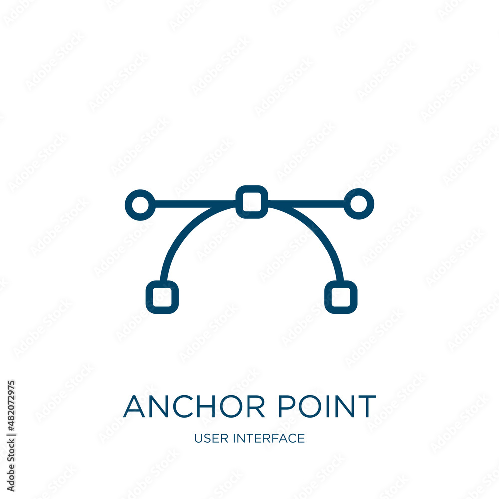 anchor point icon from user interface collection. Thin linear anchor point, anchor, curve ...