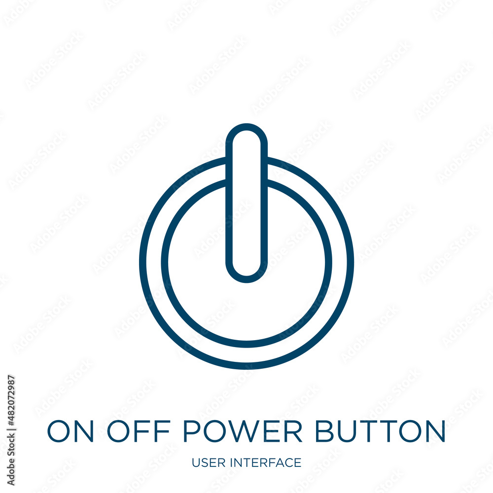 on off power button icon from user interface collection. Thin linear on off power button, switch ...