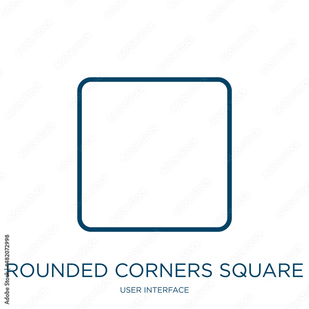 rounded corners square icon from user interface collection. Thin linear ...