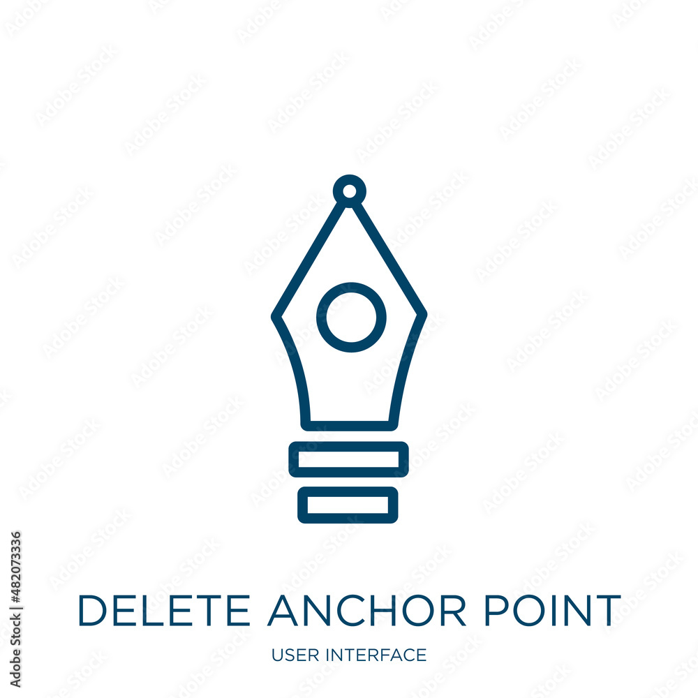 delete anchor point icon from user interface collection. Thin linear delete anchor point ...