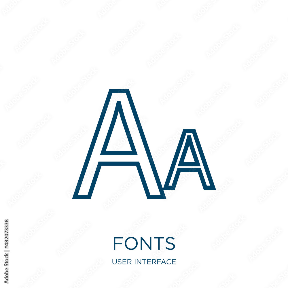 fonts icon from user interface collection. Thin linear fonts, font ...