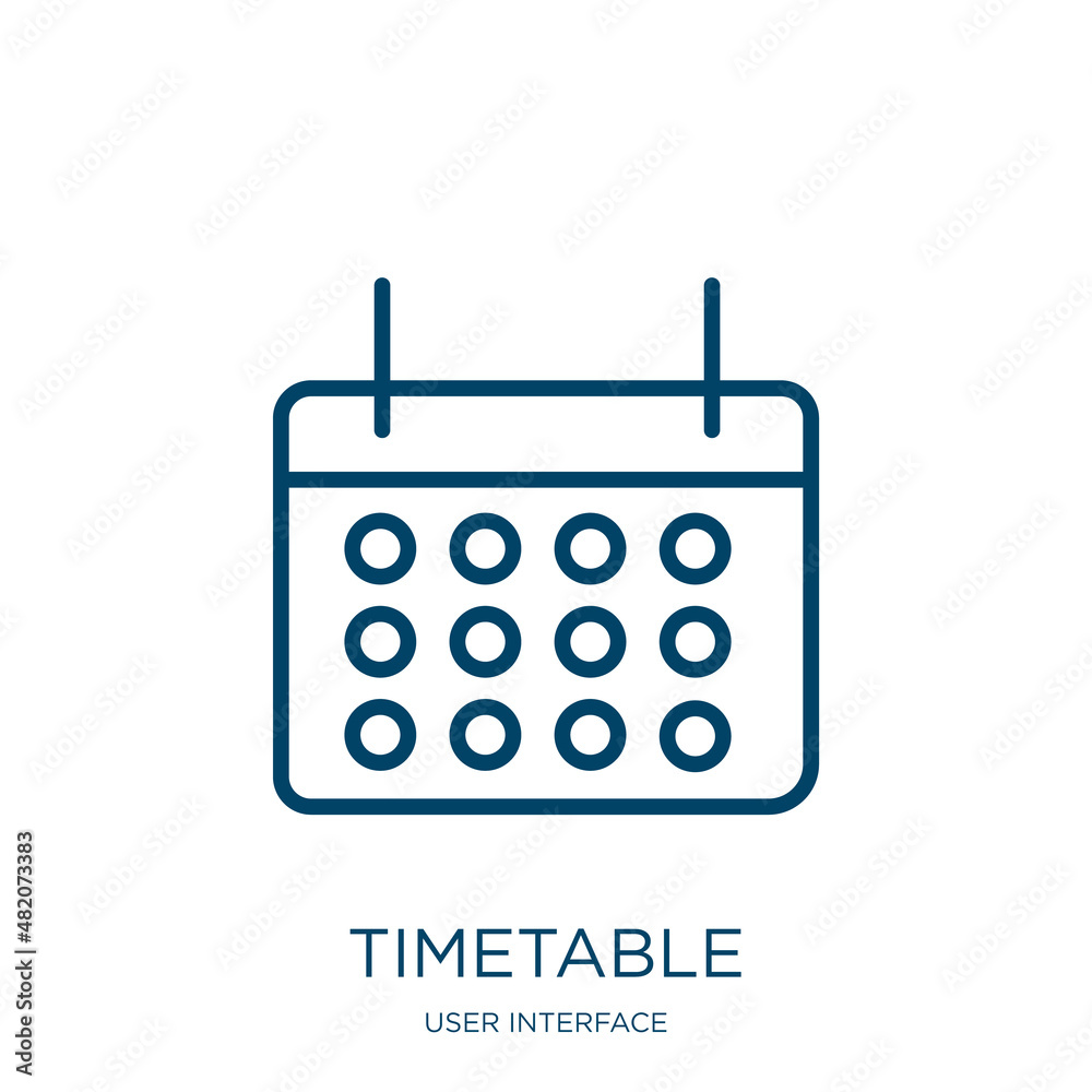 timetable icon from user interface collection. Thin linear timetable ...