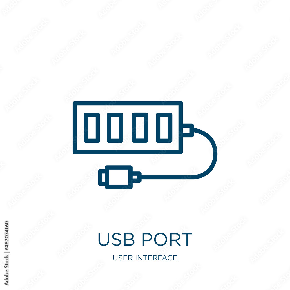 usb port icon from user interface collection. Thin linear usb port ...