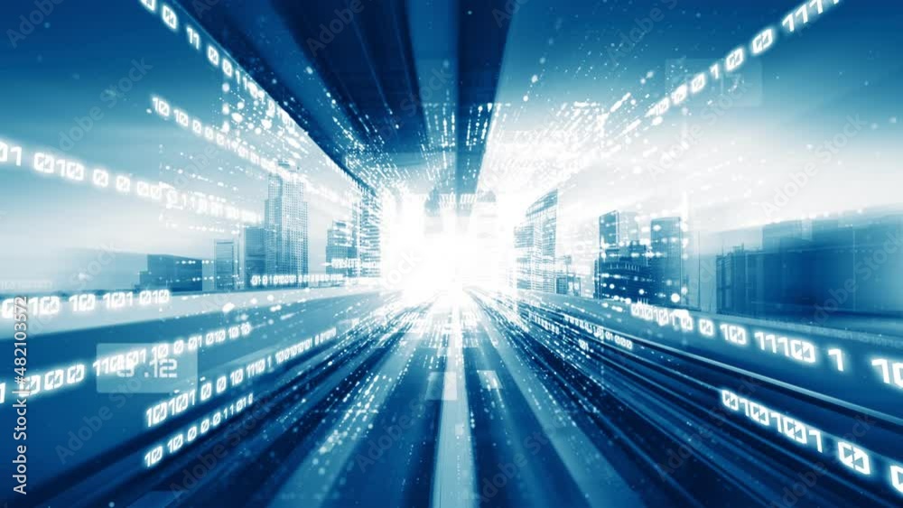 Digital data flow on road in concept of cyber global communication and ...