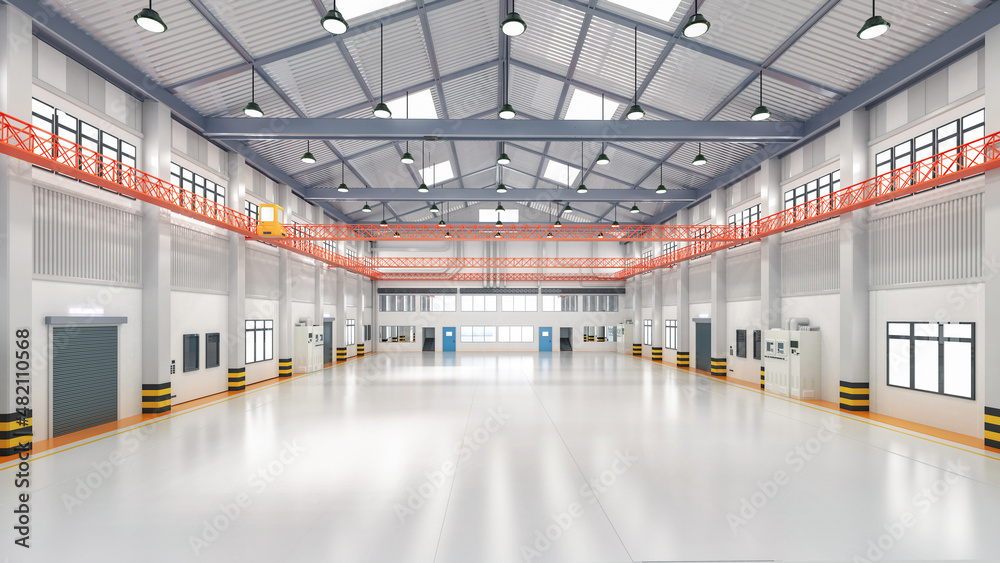 Empty factory interior Stock Illustration | Adobe Stock