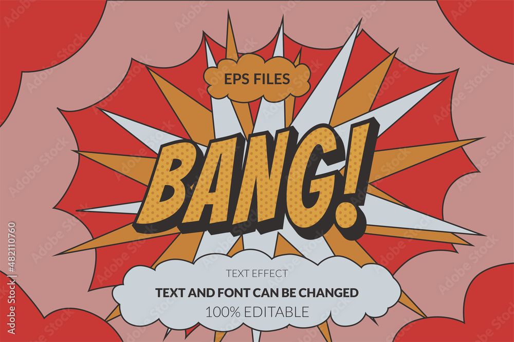 Bang comic effect classic retro vintage editable text effect. eps ...