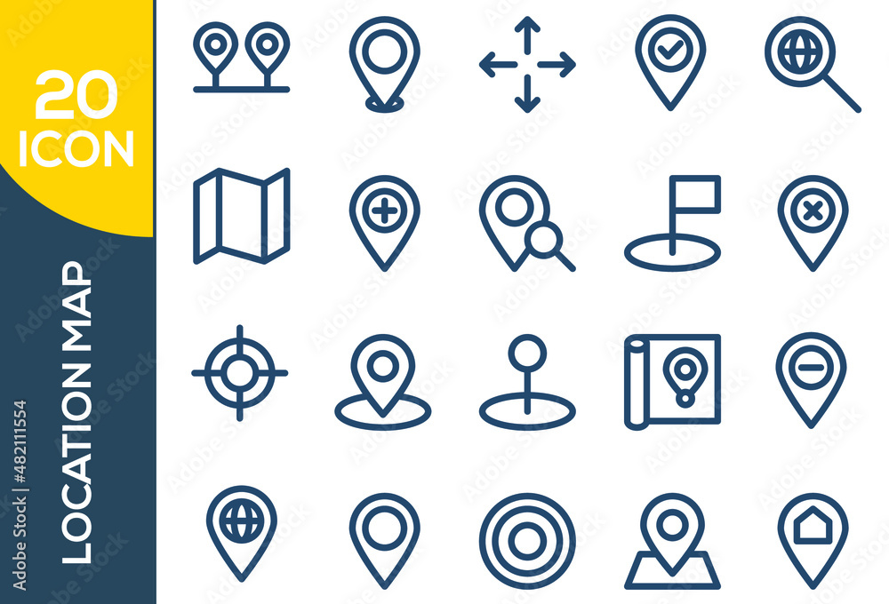 Stockvector Simple Set of Route Related Vector Line Icons. Contains such Icons as Map with a Pin ...