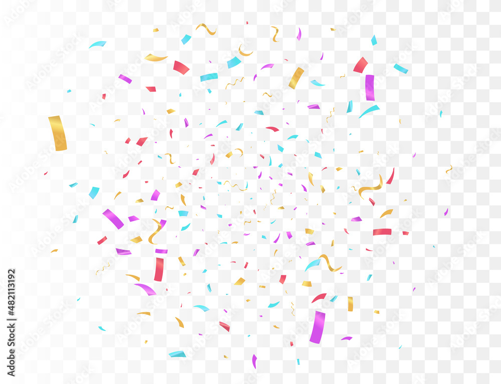 Confetti burst explosion On Transparent Background Color flying ribbons ...