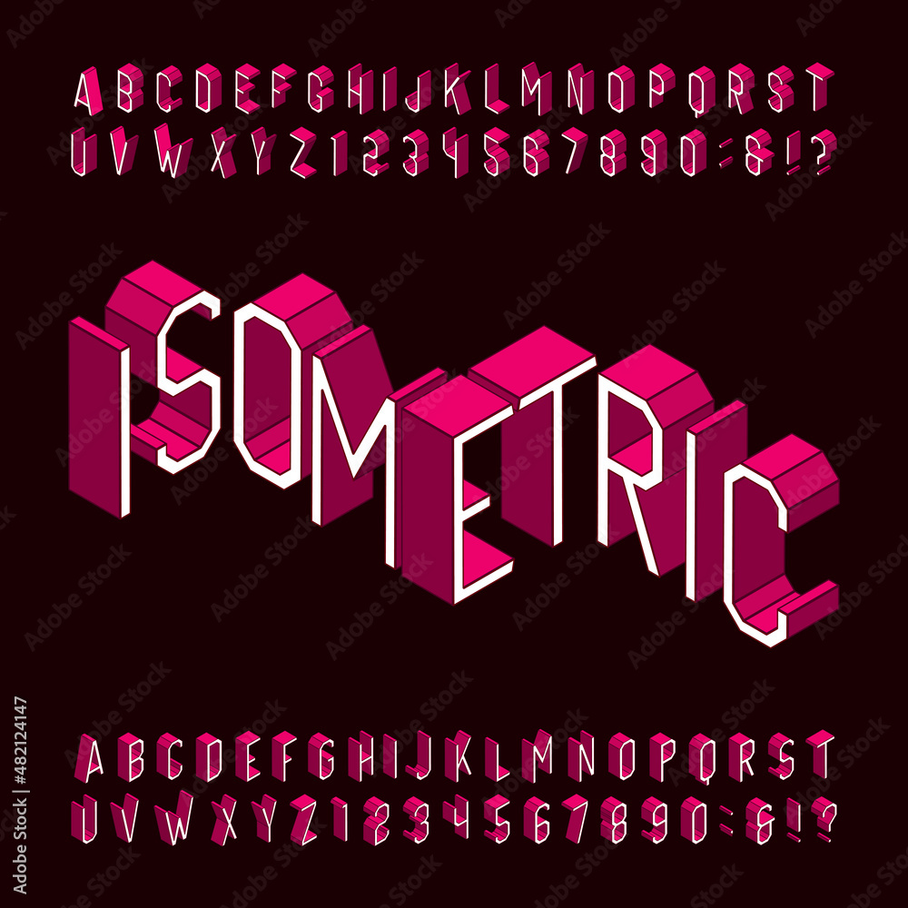 Isometric alphabet font. 3D letters and numbers. Stock vector ...