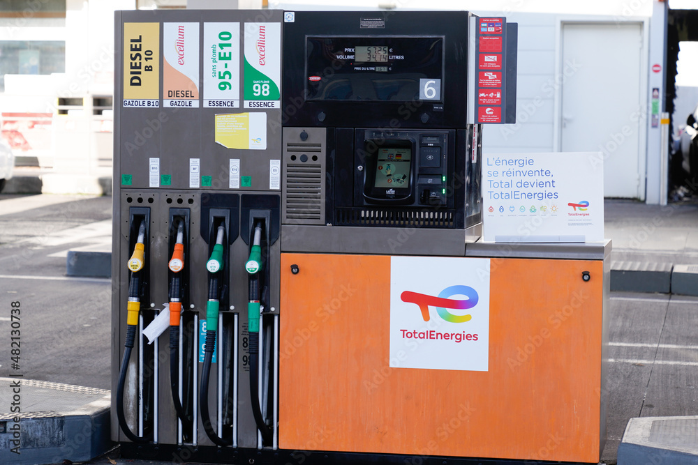 Totalenergies brand text company logo sign Total energies gas fuel pump ...