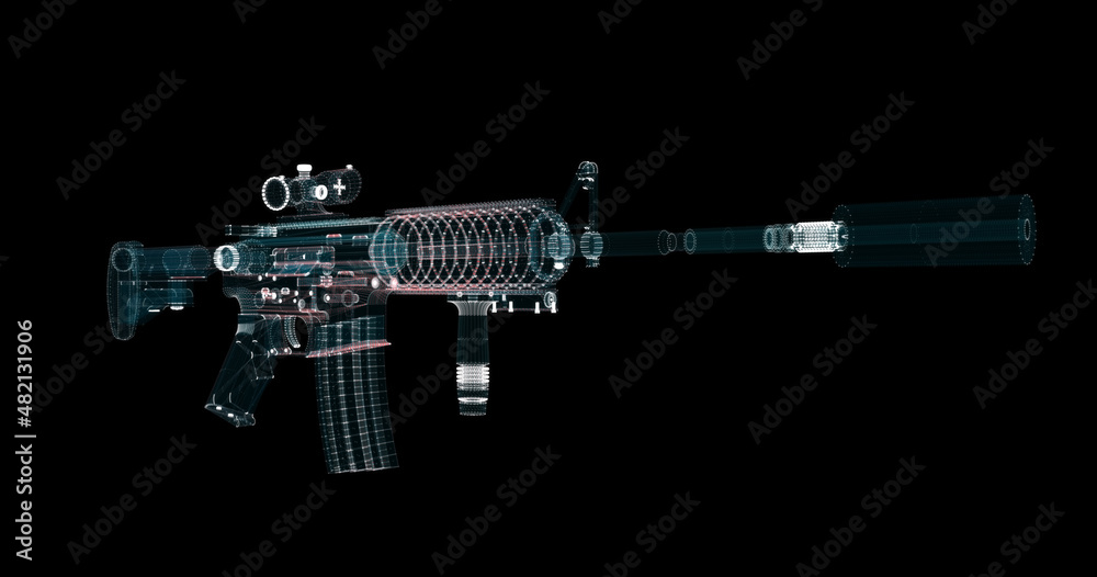 Submachine Gun Hologram. Weapon and Technology Concept Stock ...
