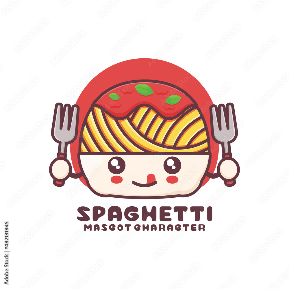vector Spaghetti mascot cartoon, italian pasta food illustration ...
