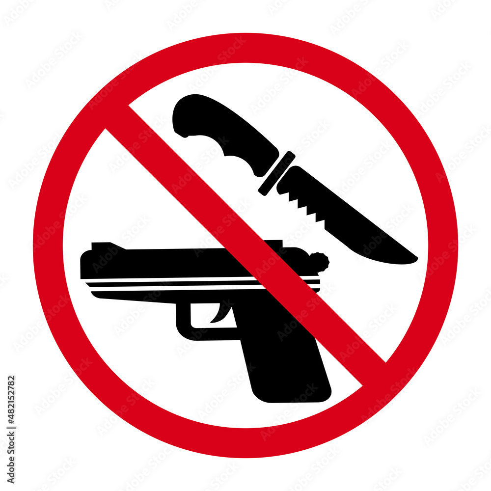 No weapons sign, security vector icon isolated on a white background ...