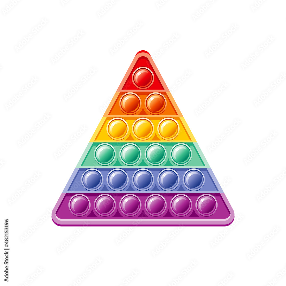 Fidget toy. Popit sensory vector toy. Rainbow triangle popular pop it ...