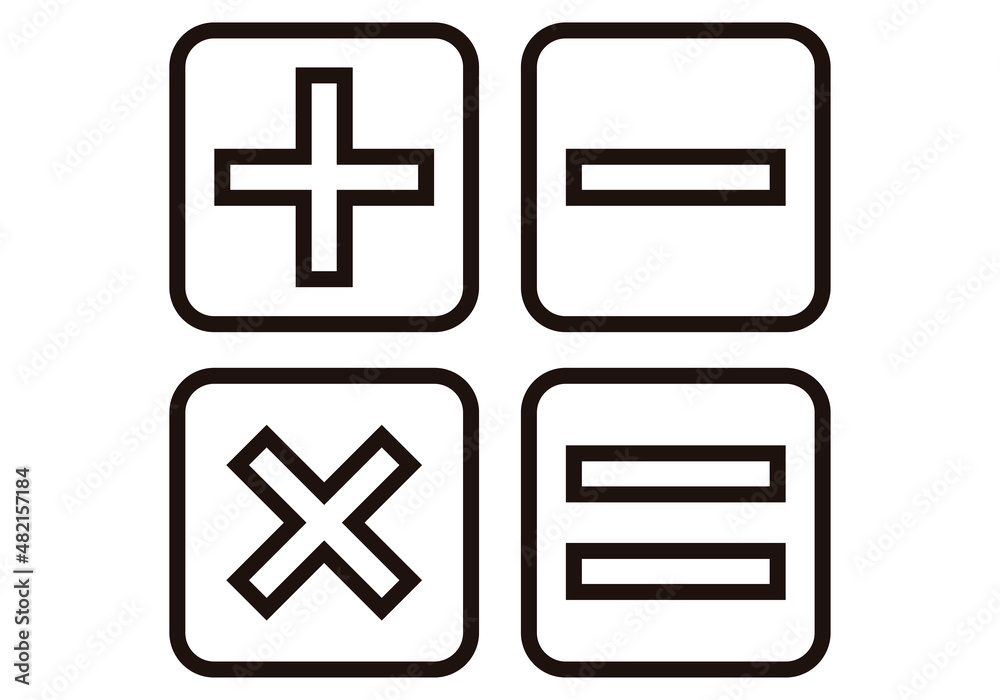 Vetor de Icono de suma, resta, multiplicación e igual. do Stock | Adobe ...