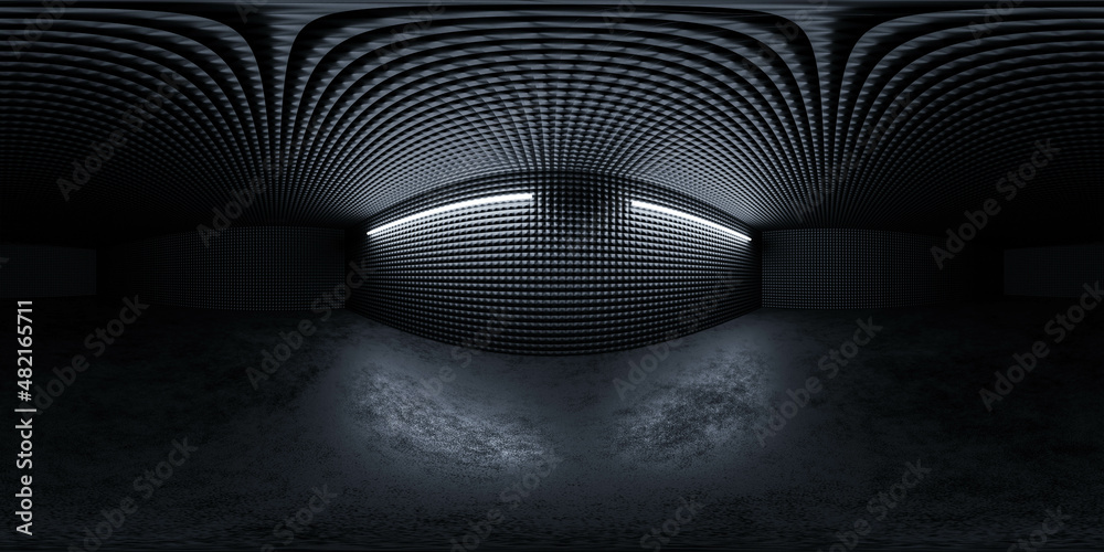 360 full spherical panorama of abstract conrete basement hall with ...