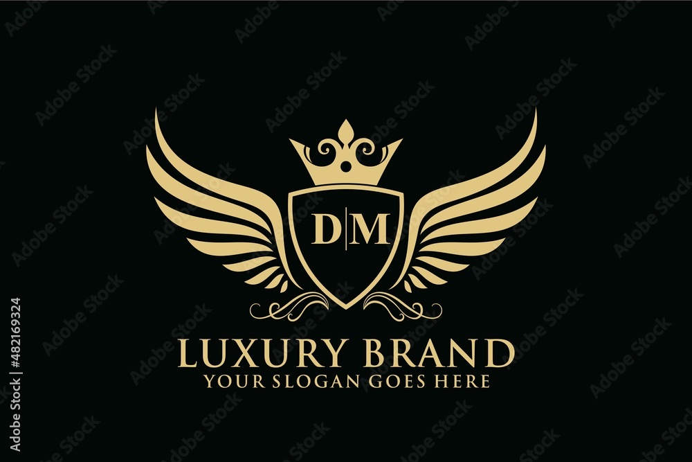 letter Initial DM elegant luxury monogram logo or badge template with ...