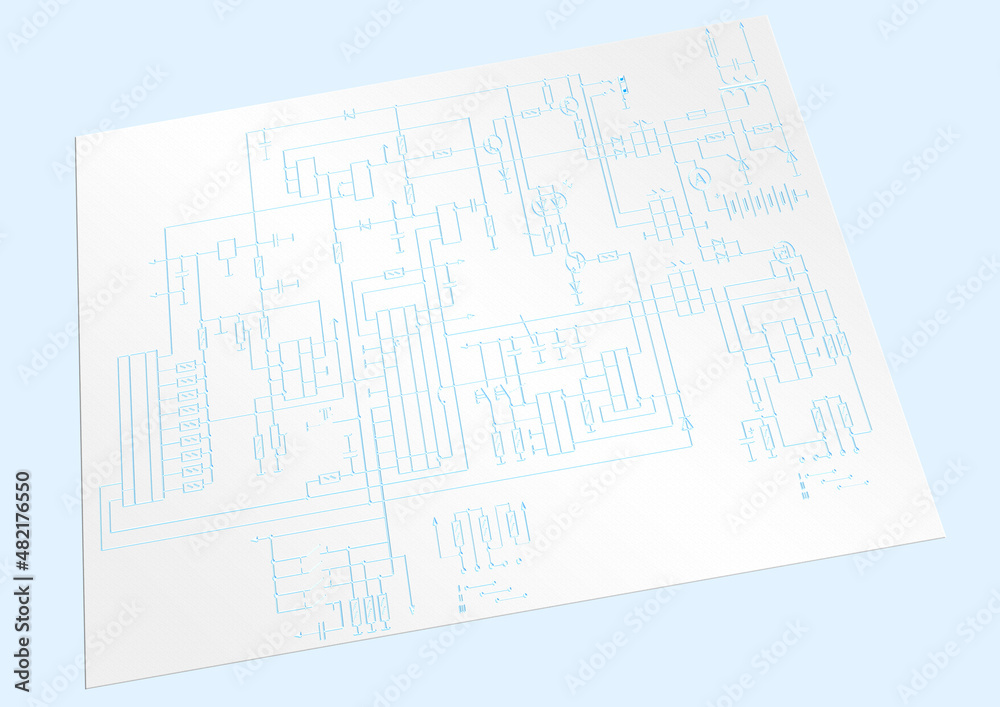 the drawing of a schematic electric circuit Stock Illustration | Adobe ...