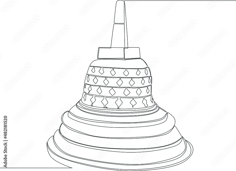 Simple line drawing of world miracle, Borobudur Temple. Architectural ...