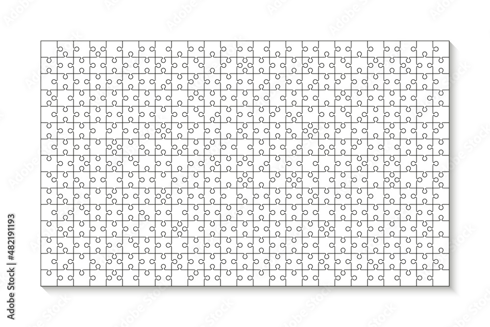 Puzzle pieces set. Jigsaw outline grid. Scheme of thinking game. Modern ...