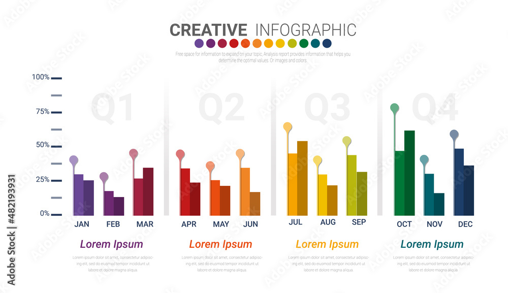 Modern colorful chart, graph. Template for diagram, presentation and ...