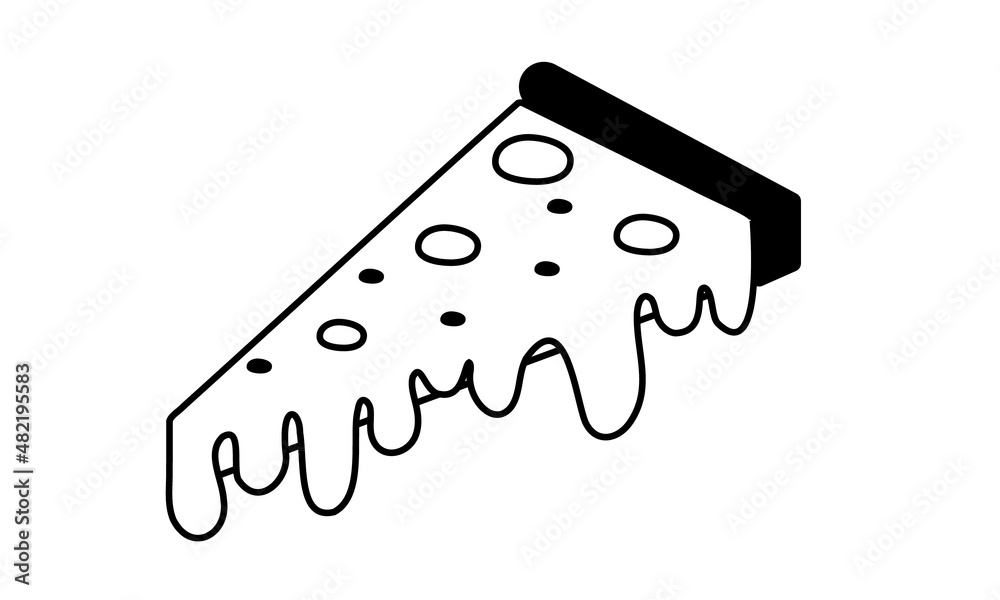 Pizza slice icons with melted cheese. Decoration for greeting cards ...