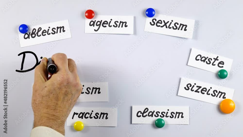 Lecturer giving a presentation about different types of discrimination ...