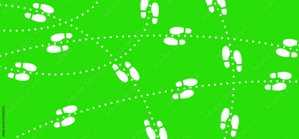 Footpath walking route with shoe. Flat vector footprint. Footsteps ...