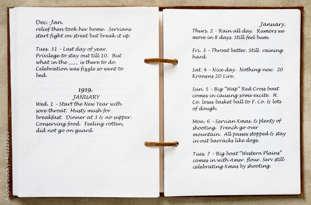 World War One Soldier`s Diary Pages, 43 of 47. Diary entries of a WWI ...