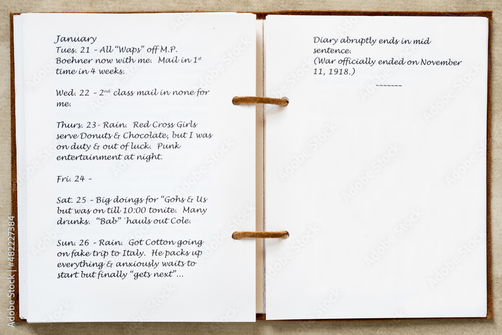 World War One Soldier`s Diary Pages, 47 of 47. Diary entries of a WWI ...