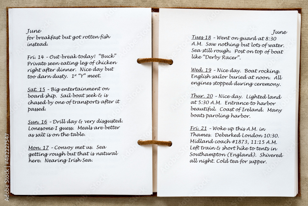 World War One Soldier`s Diary Pages, 7 of 47. Diary entries of a WWI ...