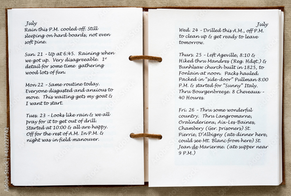 World War One Soldier`s Diary Pages, 14 of 47. Diary entries of a WWI ...