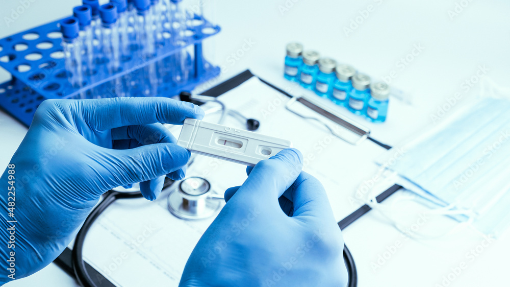 Medical test antigen coronavirus kit. Laboratory hospital lab ...