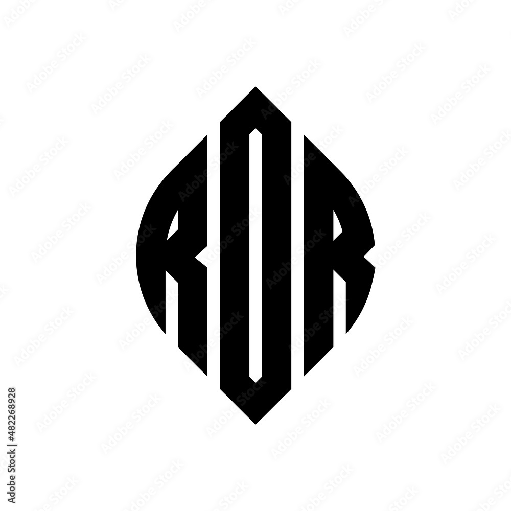 ROR circle letter logo design with circle and ellipse shape. ROR ...