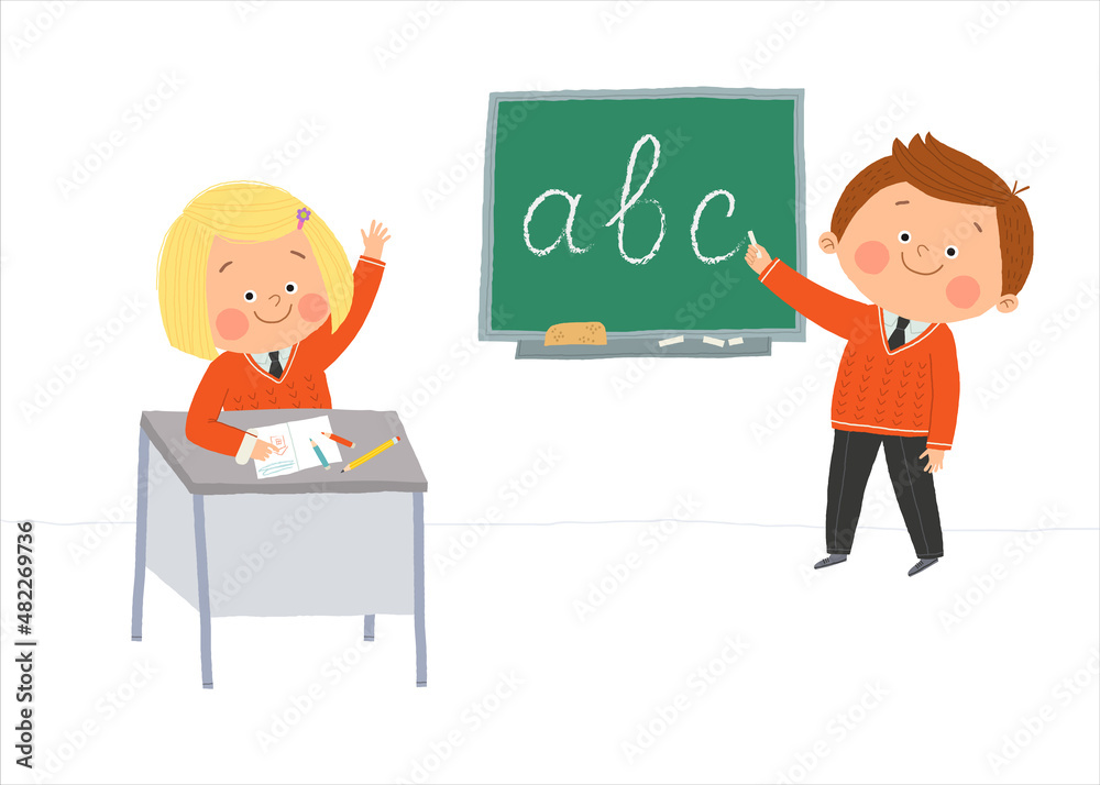 Elementary Students Writing Clipart
