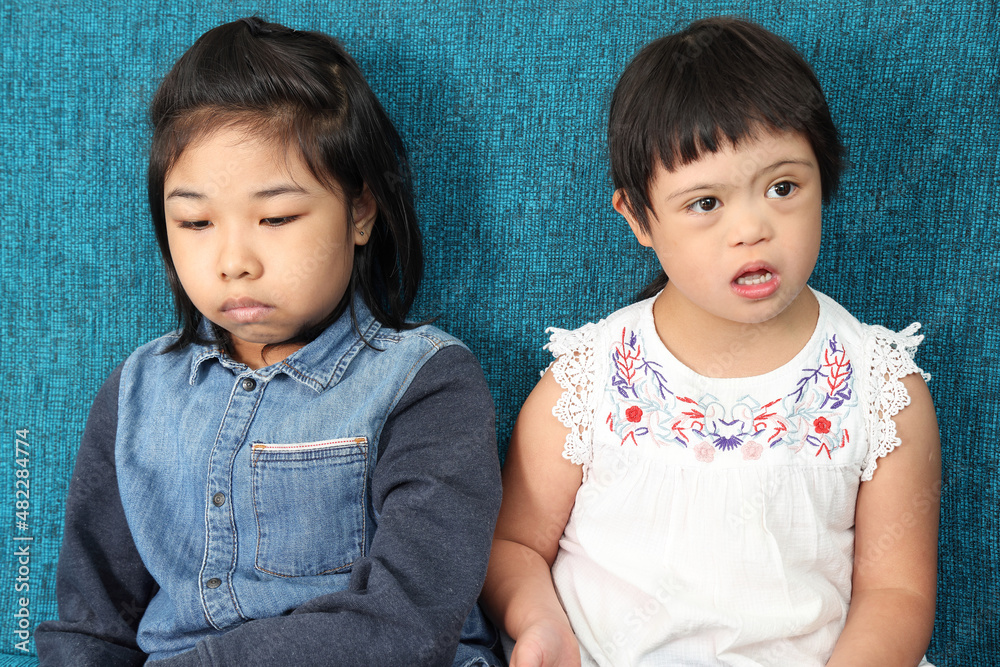 Two southeast asian malay chinese child girl female special need ...