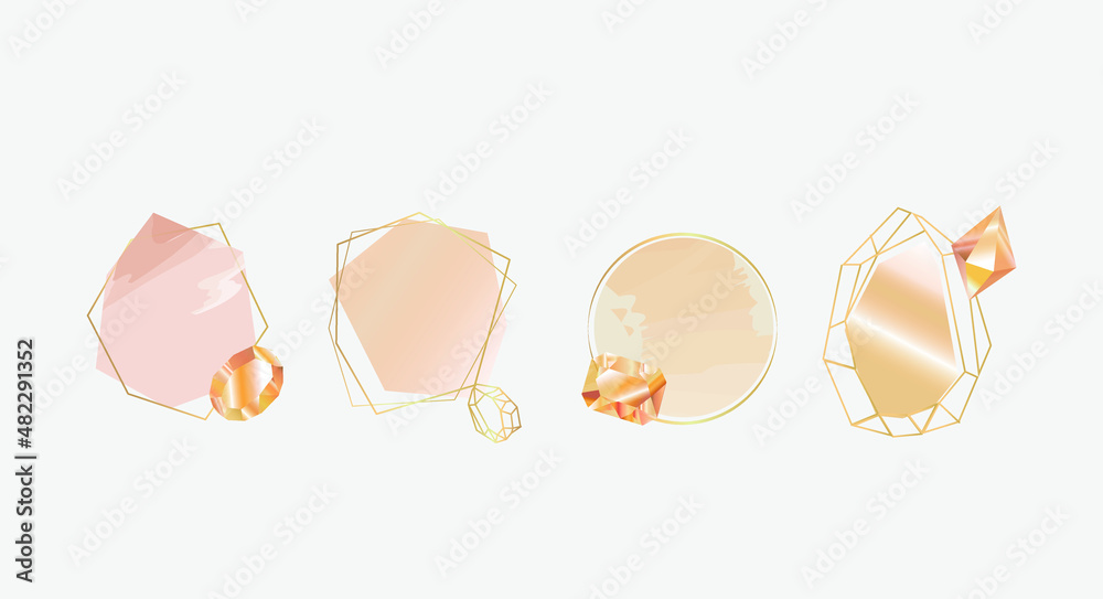 Decorative borders from hand drawn crystals and gems. Stock Vector ...