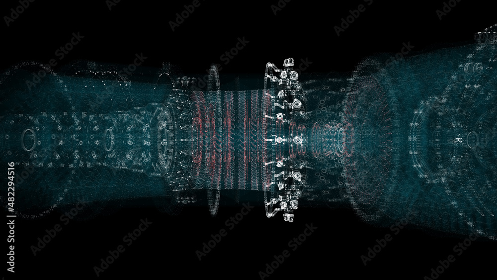 Jet engine x-ray transparent with particles Stock-Illustration | Adobe ...
