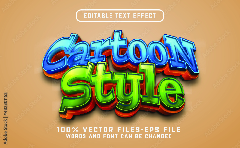 cartoon style 3d text effect premium vectors Stock Vector | Adobe Stock